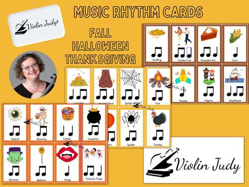 Autumn/Fall/Thanksgiving/Halloween Music Rhythm Cards | TPT