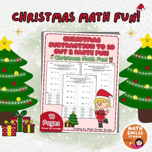 Christmas Subtraction to 10 Cut & Paste | Holiday Math Activities | K ...