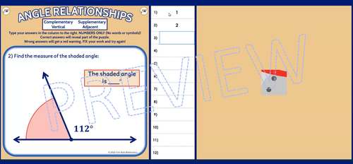 Angle Relationships SELF-CHECKING DIGITAL SNOW GLOBE PUZZLE by Battmatics