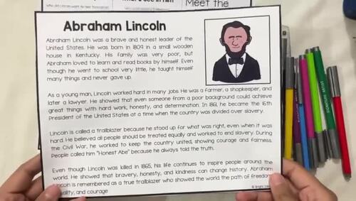 Presidents Day Writing Reading Comprehension Craft Activities Abraham ...