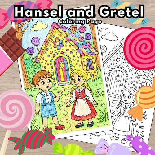 Hansel and Gretel Coloring Page Children's Stories Color Sheet Fairy Tails