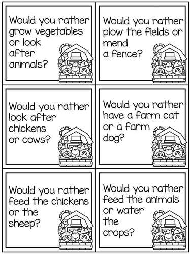Farm Would You Rather This or That Writing Prompts Worksheets Cards PPT ...