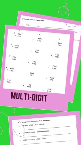 MULTI-DIGIT NUMBERS - PLACE VALUE, ADDITION, SUBTRACTION & DECIMALS