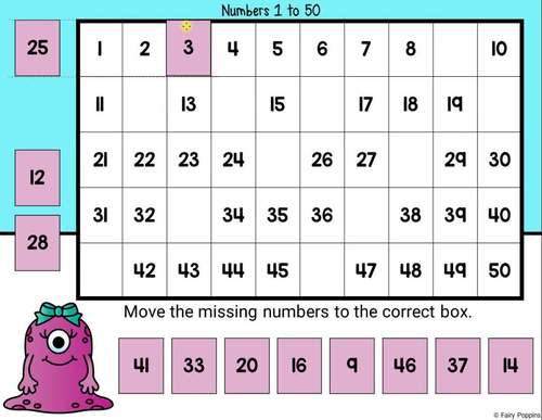 Digital Resources: Fill in Missing Numbers to 50 Google Slides Seesaw ...