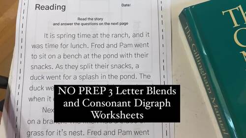 3 Letter Blends and Consonant Digraphs Worksheets and Decodable Passage