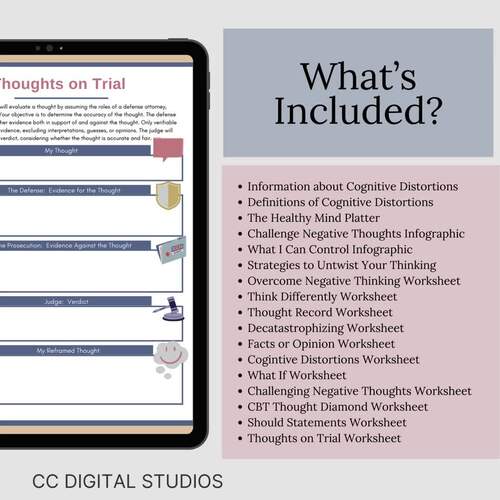 Cognitive Distortion CBT Worksheets, Trauma Therapy Worksheets | TPT Cognitive Distortion CBT Worksheets, Trauma Therapy Worksheets | TPT