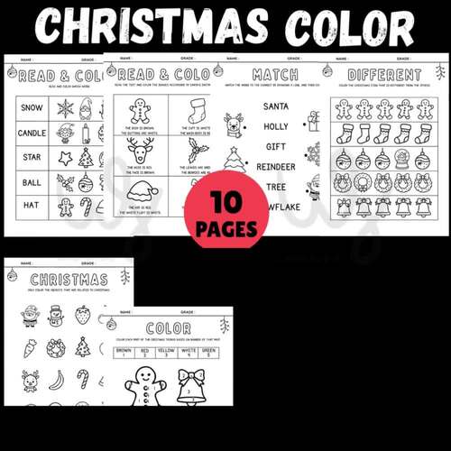 Christmas Literacy & Math Readiness Worksheets (10 Pages) | No Prep ...