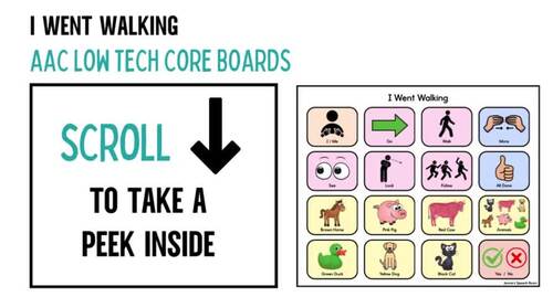 I Went Walking AAC Core Boards by Jennie's Speech Room | TPT