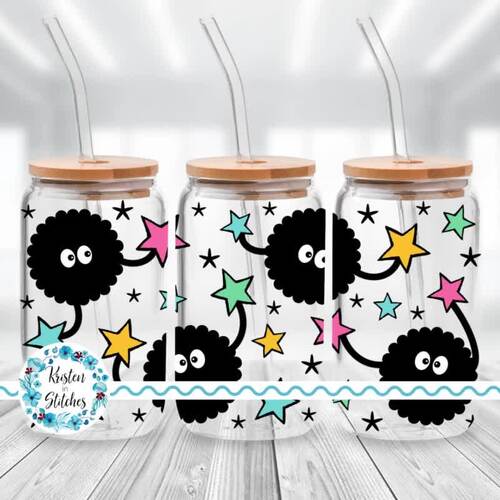 Soot Sprites Glass Can Wrap 16 oz Cup Clear Printable PNG Kawaii Candy ...