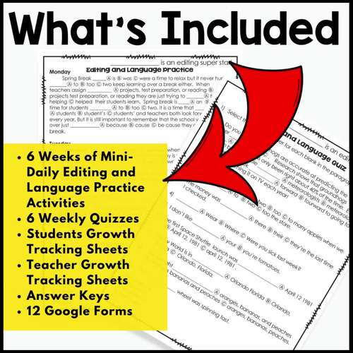Daily Editing & Language Worksheets | ELA Grammar Test Prep by Hunt 4 ...