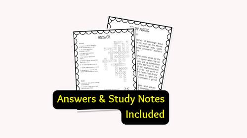 Armor of God Crossword Puzzle, Sunday School Activity With Study Notes