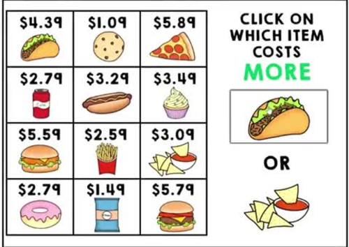 Life Skills - Menu Math - Money - Budget - Dollar Up - BOOM CARDS - Unit 2