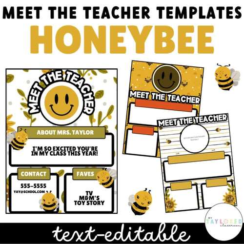 Honeybee Meet The Teacher Templates | EDITABLE | Bee-Themed Classroom Decor