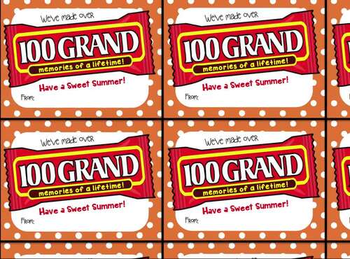 100 Grand Chocolate End of Year Gift Tag- We've made over 100 Grand ...