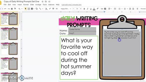 Daily Writing Prompts Digital and Print Volume 1 Distance Learning
