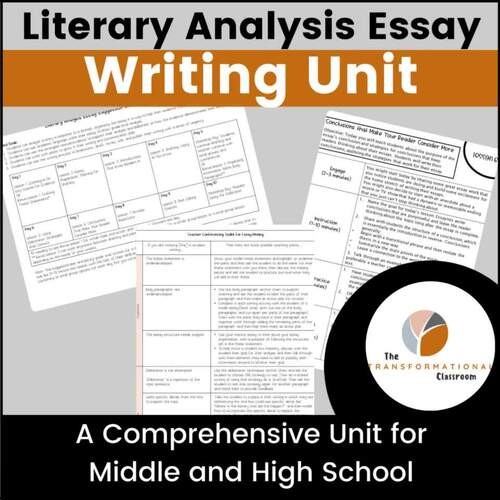 Literary Analysis Essay Writing Unit for Middle and High School | TPT