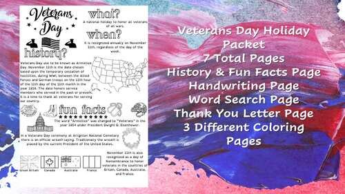 Veteran's Day Packet by Joy-Eli | TPT