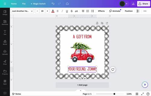 Watercolor Red Snowy Christmas Tree Car Kids Printable Christmas Gift ...