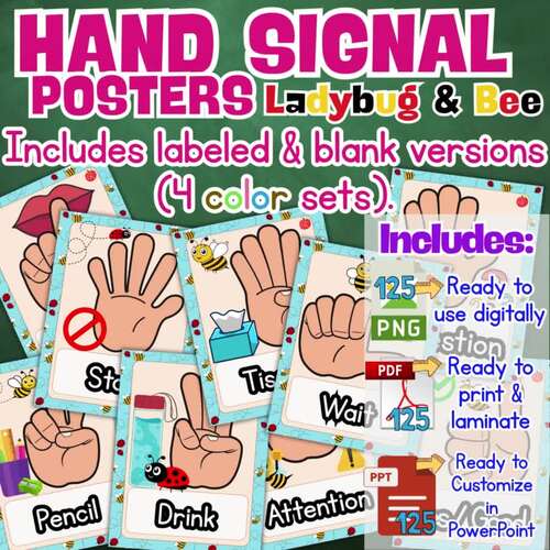 Editable Hand Signal Posters | Classroom Management Visuals | Ladybugs ...