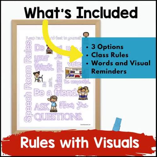 Subway Art - Visual Speech Room Rules with Pictures by Autism Classroom