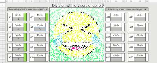 Digital Math Pixel Art | Mystery Picture 5th Grade Fluency Division Set 1