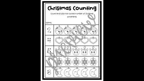 Christmas Count & Color 1-5 for Preschool & Kindergarten Math Centers ...