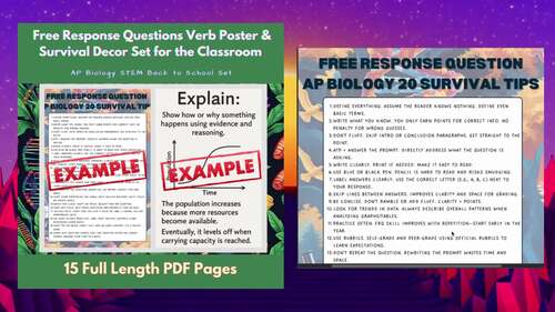 AP Biology Back to School FRQ Verb Poster & Survival Decor Set for the ...