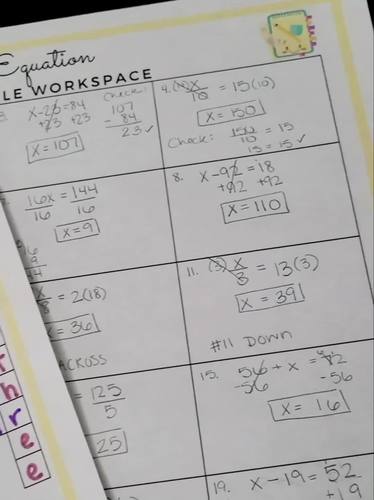 Math Activities Bundle // Algebraic One Step Equations and Inequalities