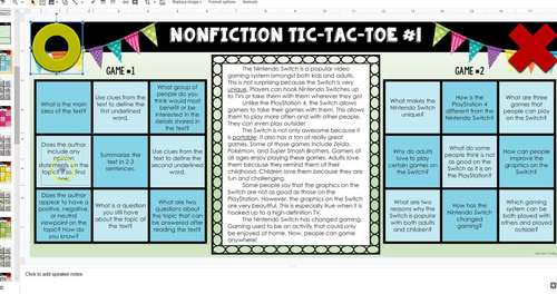 Nonfiction Tic-Tac-Toe Reading Games – 4th & 5th Grade Mixed Skill ...