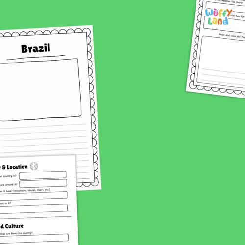 BRAZIL Country Research Project | Printable Geography Worksheets Social ...