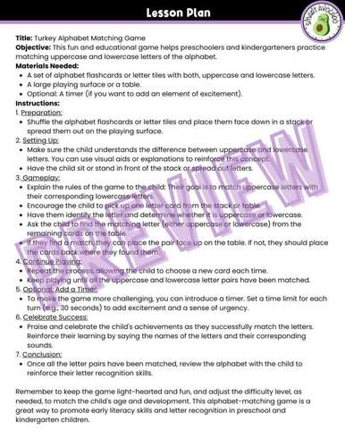 Alphabet Matching Game Cards -English/ Spanish Turkey, Thanksgiving ...