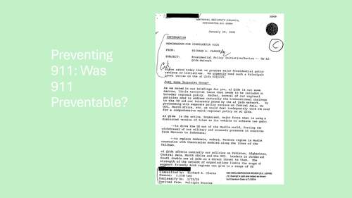 Preventing 911 Primary Source Warning memos to the Bush Administration