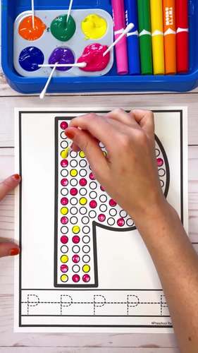 Letter P Alphabet Crafts Q Tip Painting Fine Motor Skills by Preschool ...