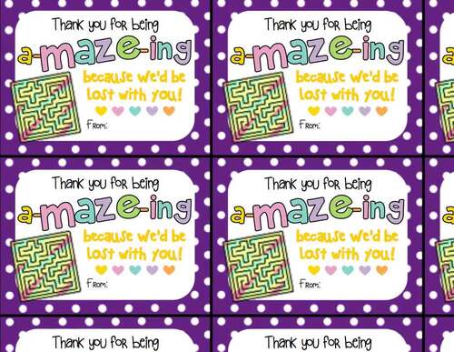 Maze Puzzle (Fidget Toy) Staff (Teacher) Appreciation Tag- Thank you ...