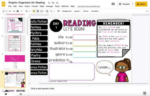 FICTION Graphic Organizers for Reading | TPT