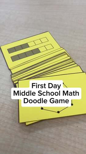 First Day of Middle School Math Doodle Game Back to School Activity