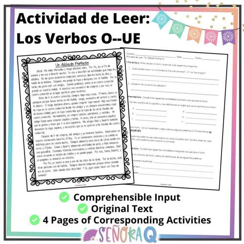 O--UE Stem Changing Verbs Reading Activity by SenoraQ | TPT