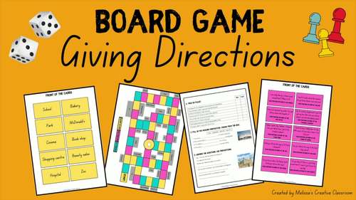 Board Game "Giving Directions" including worksheets with vocabulary ...