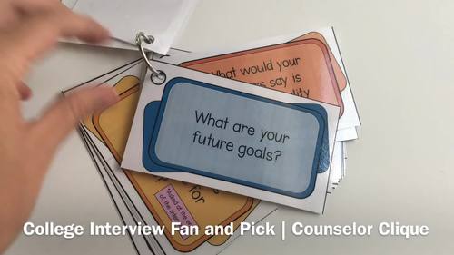 College Interview Fan and Pick Cards for High School Students | TPT