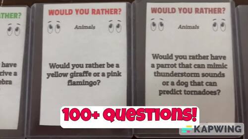 Would You Rather Cards Animals 100+ Conversation Questions Social Skills