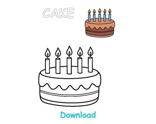 Cake Coloring Page Printable for Kids Fun Birthday Activity Sheets ...