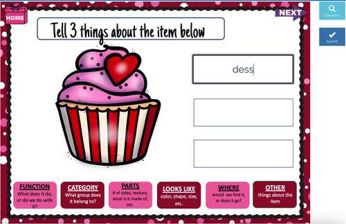 Valentine's Day NO PREP Describing by Attributes Speech Therapy Activity
