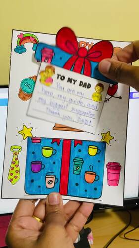 Father's Day Gift Box Card, Writing Activity for Kids, DIY Coloring ...