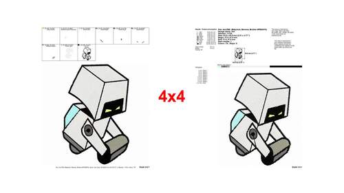 Cute Blocky Robot Character Sci-Fi Embroidery Designs for Gaming Fans ...