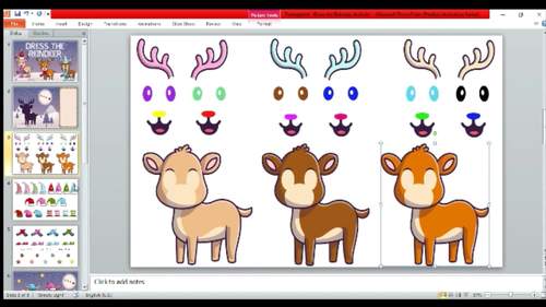 Christmas Activity Game Dress The Reindeer for Powerpoint With Movable ...