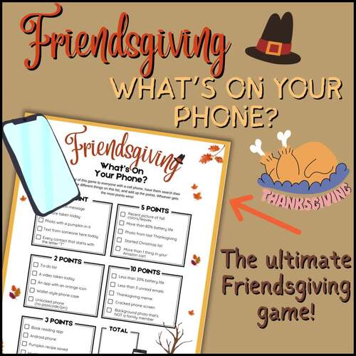 Thanksgiving What’s On Your Phone Game | Funny Friendsgiving Party ...
