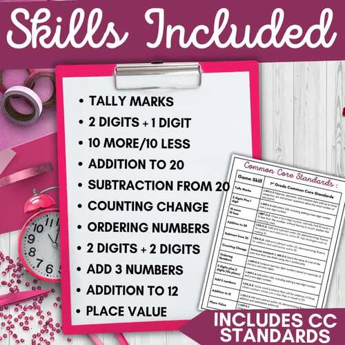 1st Grade Math Centers Valentine’s Day | Printable February Activities