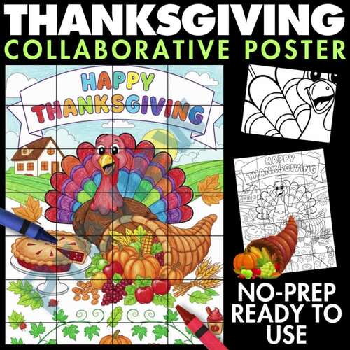 Thanksgiving Craft Activity Collaborative Poster Turkey Thankfulness ...