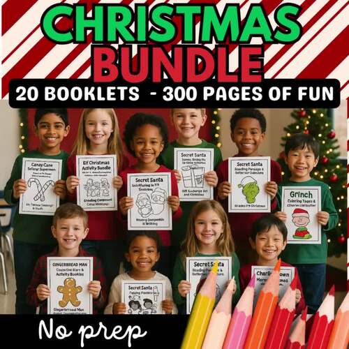 Christmas Activity Bundle | Gingerbread, Grinch, Elf, Santa, Charlie ...
