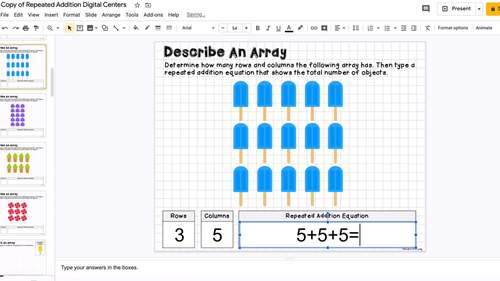 Digital Math Centers Repeated Addition, Arrays & Equal Groups | TPT